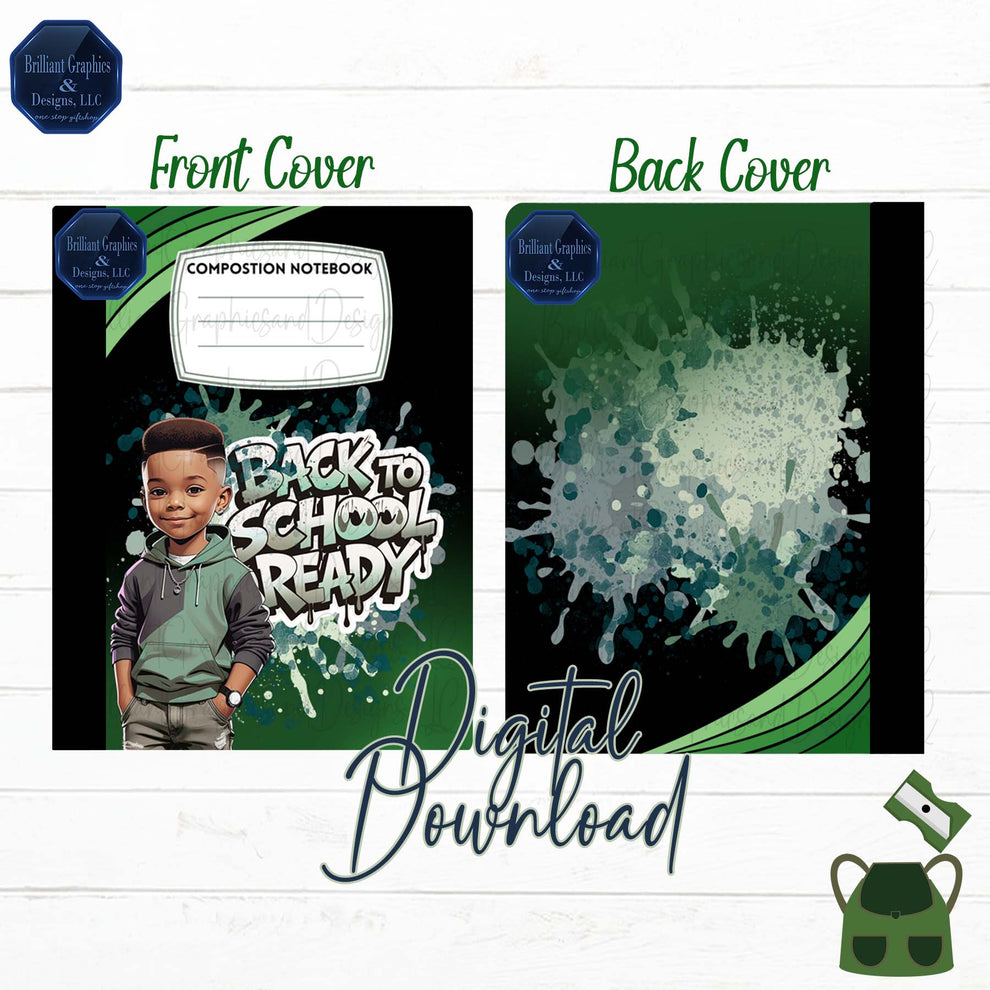 Back to School Ready – Composition Notebook Cover Template | Digital D ...